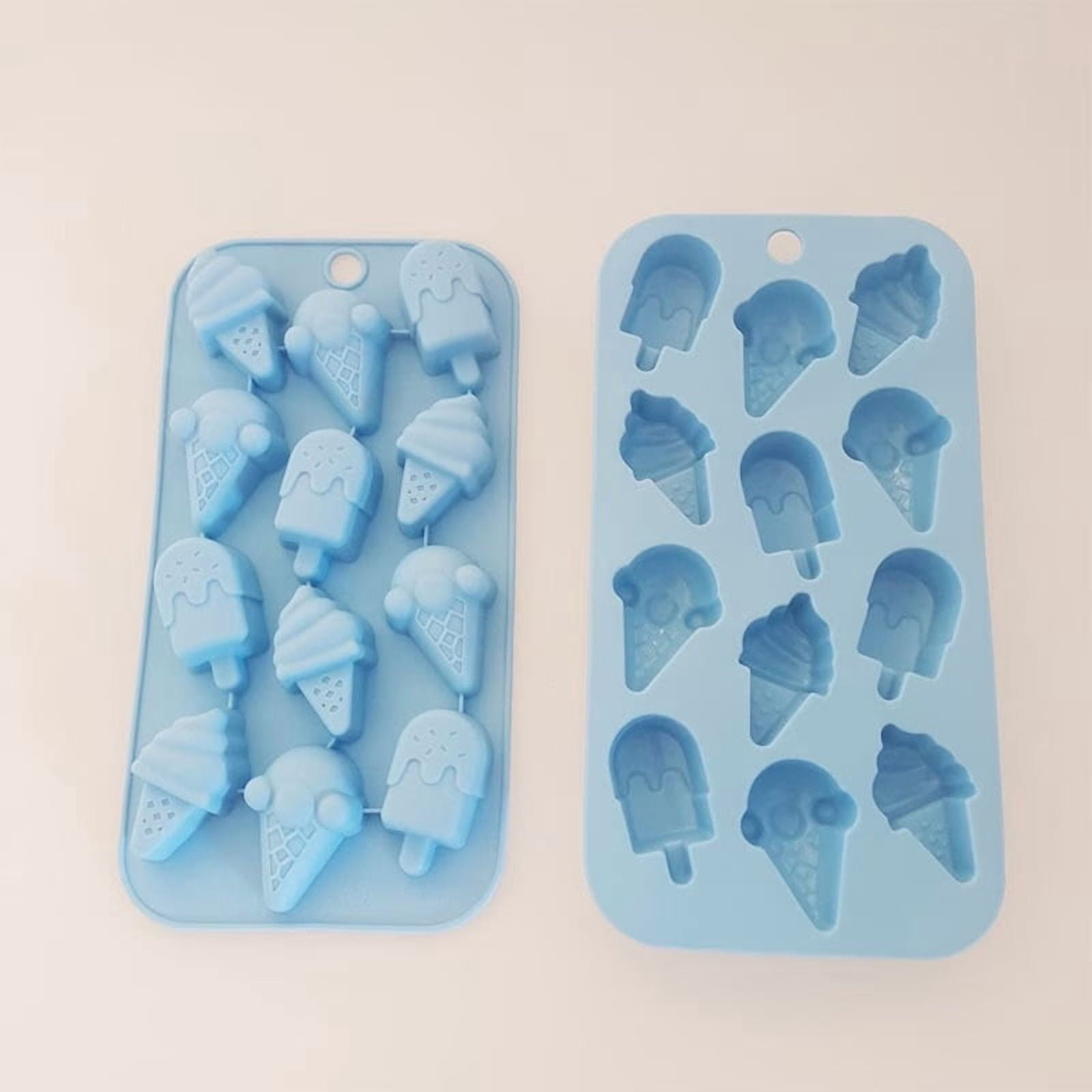 2Pcs Cartoon Ice Cream Silicone Ice Mold - Fun and Safe Reusable Tray ...