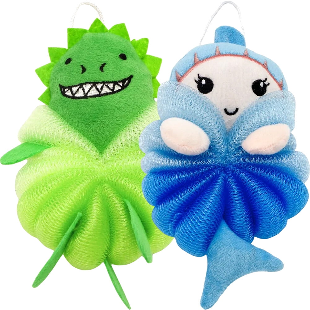 2Pcs Cartoon Shower Loofah Mesh Bath Shower Sponge Toddler Body Sponge ...