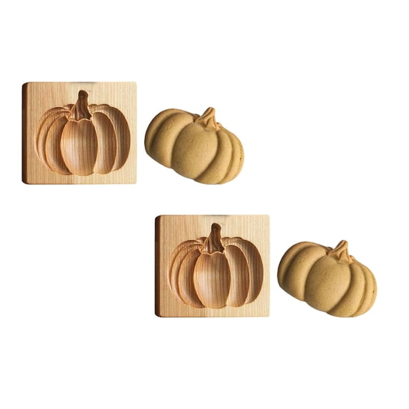 2Pcs Carved Wooden Cookie Mold Kitchen Cookie Cutter Gingerbread ...
