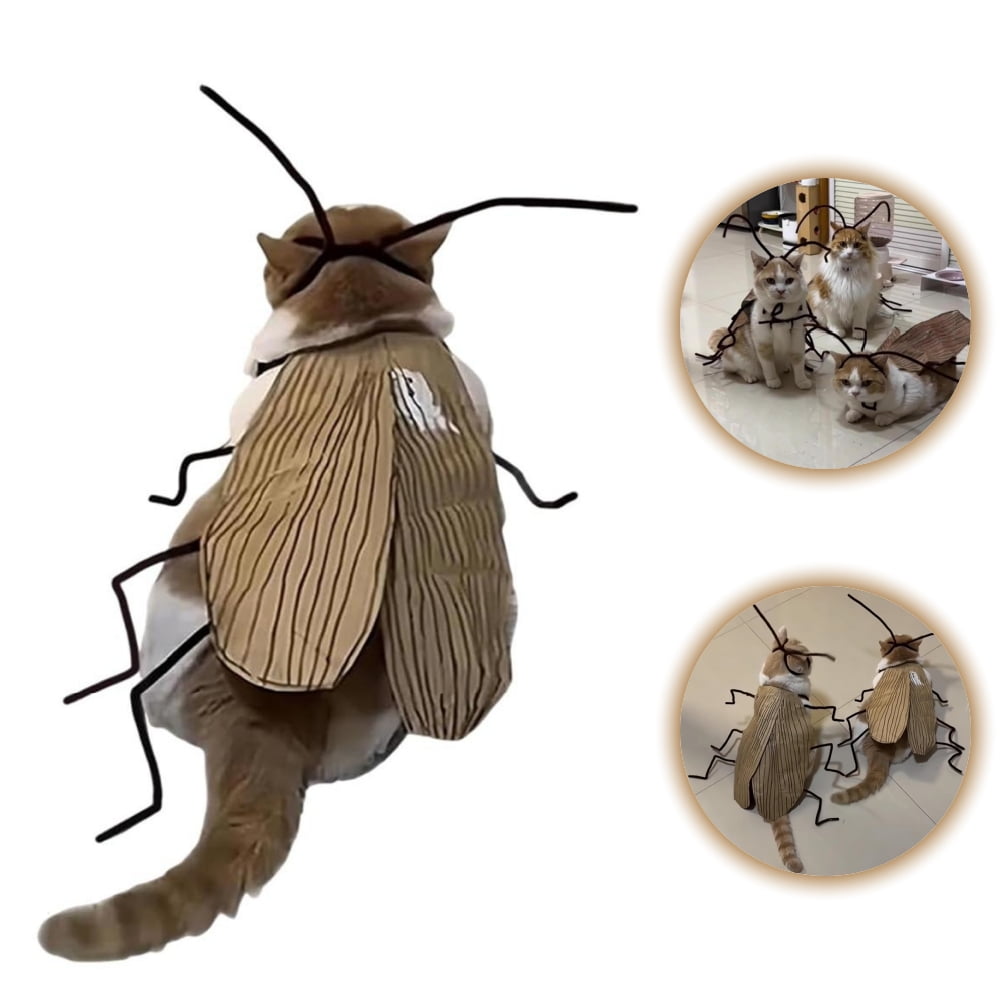 2Pcs Cat Cockroach Clothing DIY Kit, Funny Cockroach Kitten Pet Cape ...