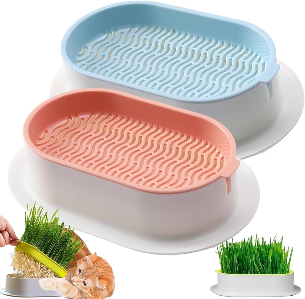 2Pcs Cat Grass Planter Catnip Wheatgrass Sprout Tray Hydroponic Cat ...