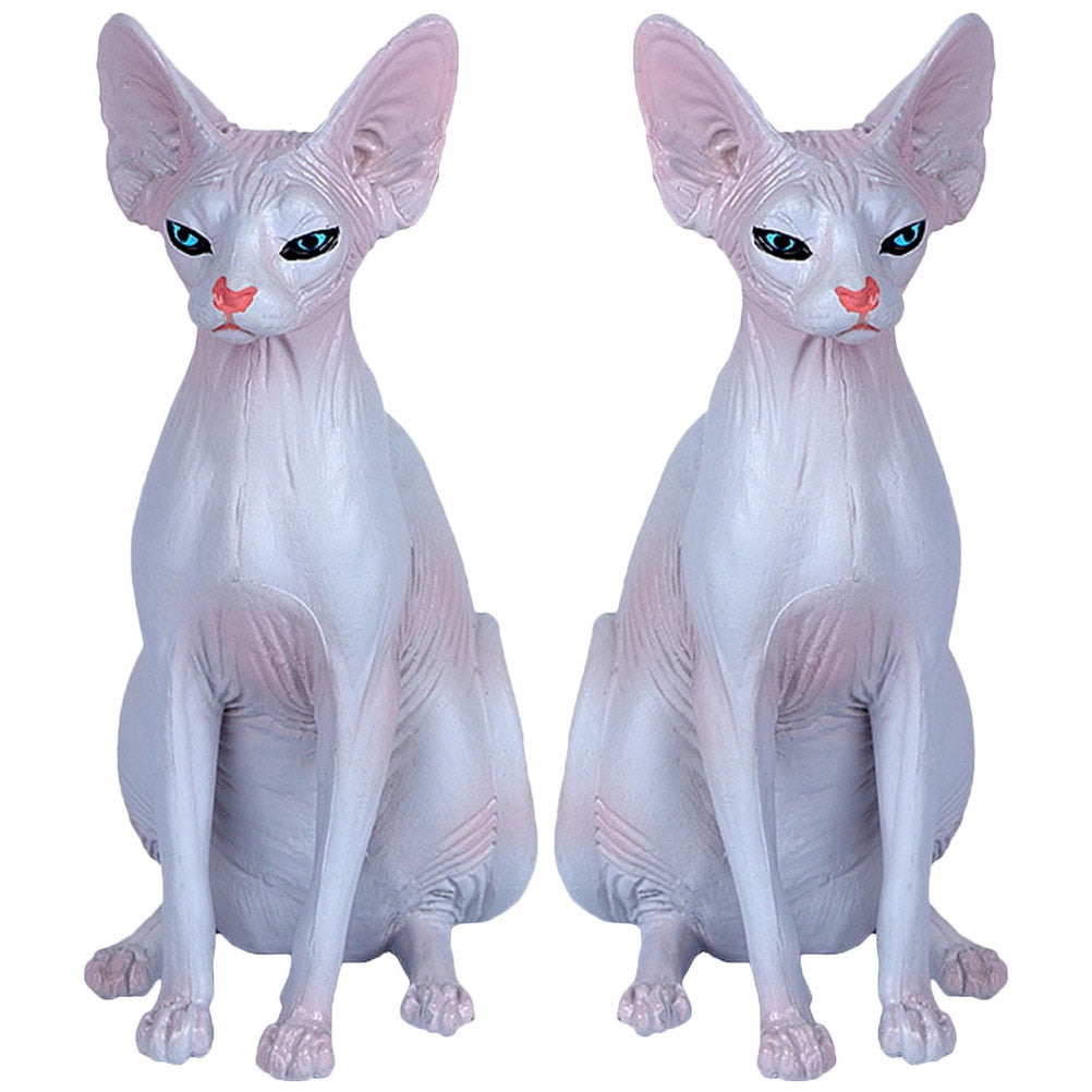 2Pcs Cat Sculpture Adorable Hairless Cat Model Realistic Cat Model ...