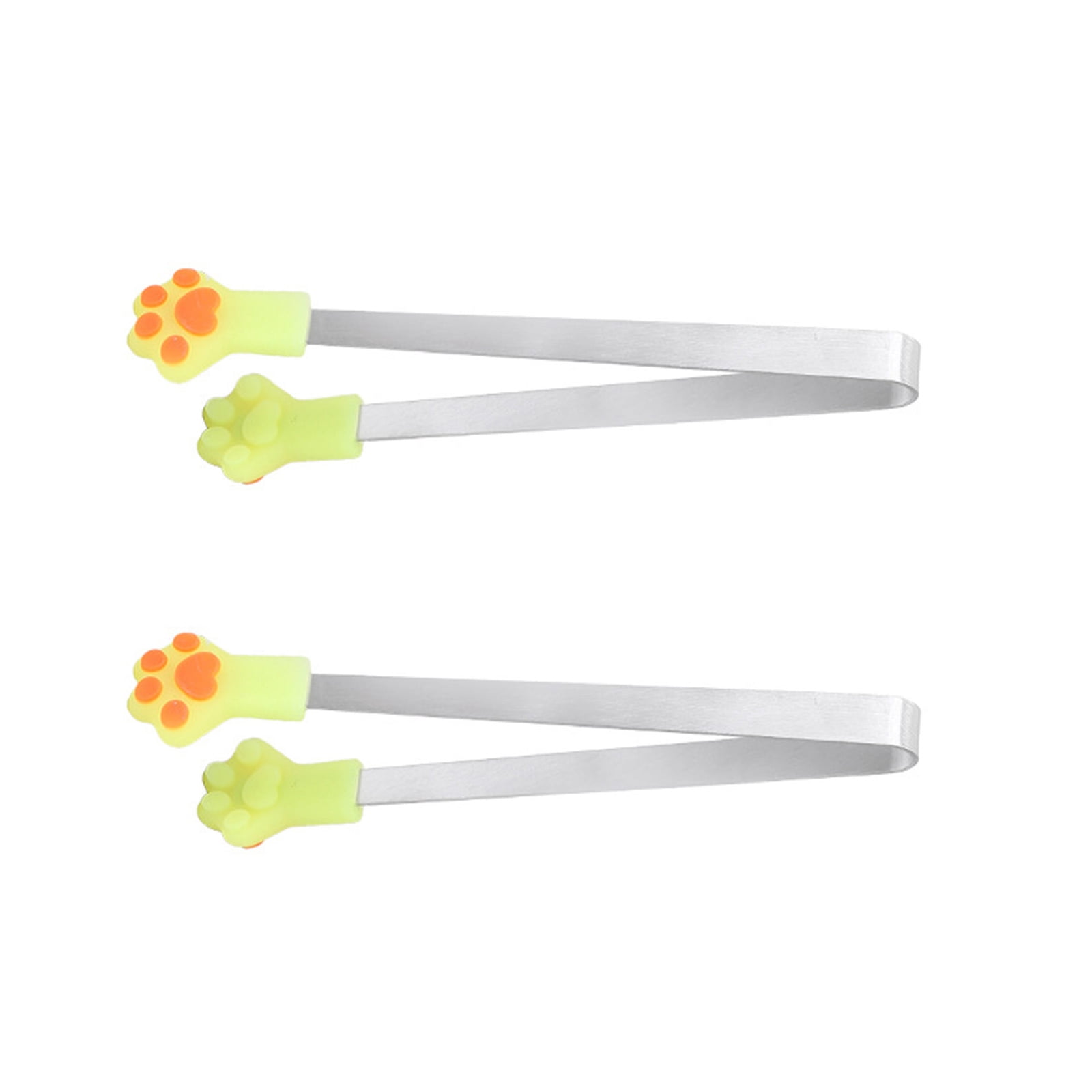 2Pcs Cats Paws Shape Silicones and Steel Small Tongs Colorful Tongs for ...