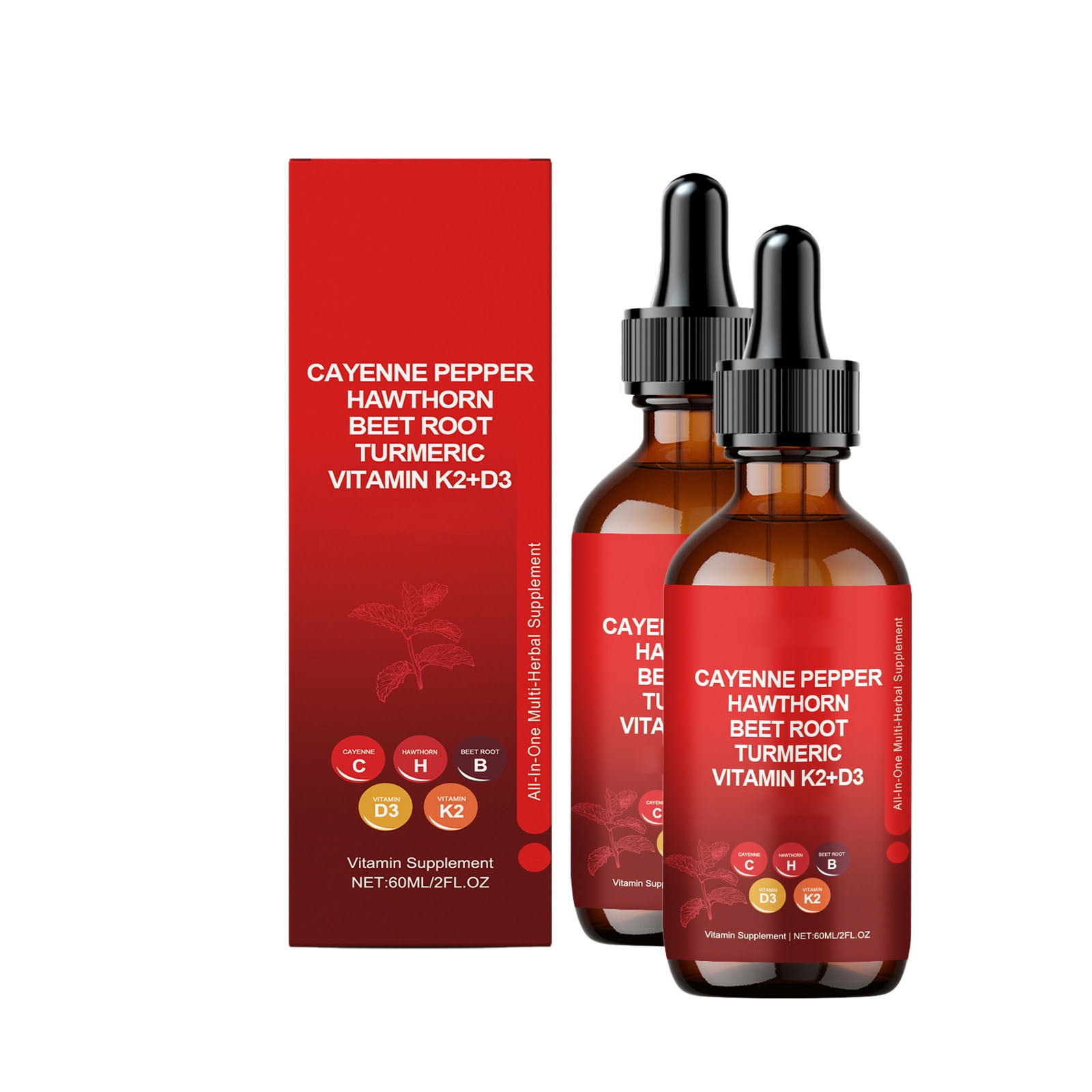 (2Pcs)Cayenne Pepper Drops, with Hawthorn Beet Root, Turmeric Vitamin ...