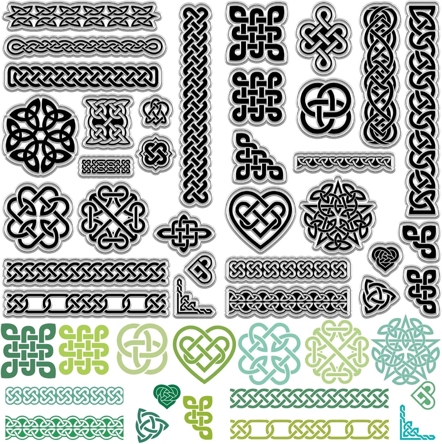 2Pcs Celtic Knot Clear Rubber Stamps Reusable Trinity Knot Frame Transparent Silicone Stamp ...
