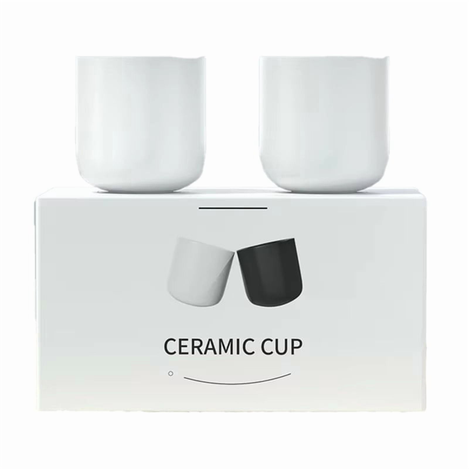 2Pcs Ceramic Coffee Cup Set,Espresso, Latte, Milk & Cold Brew,Thickened ...