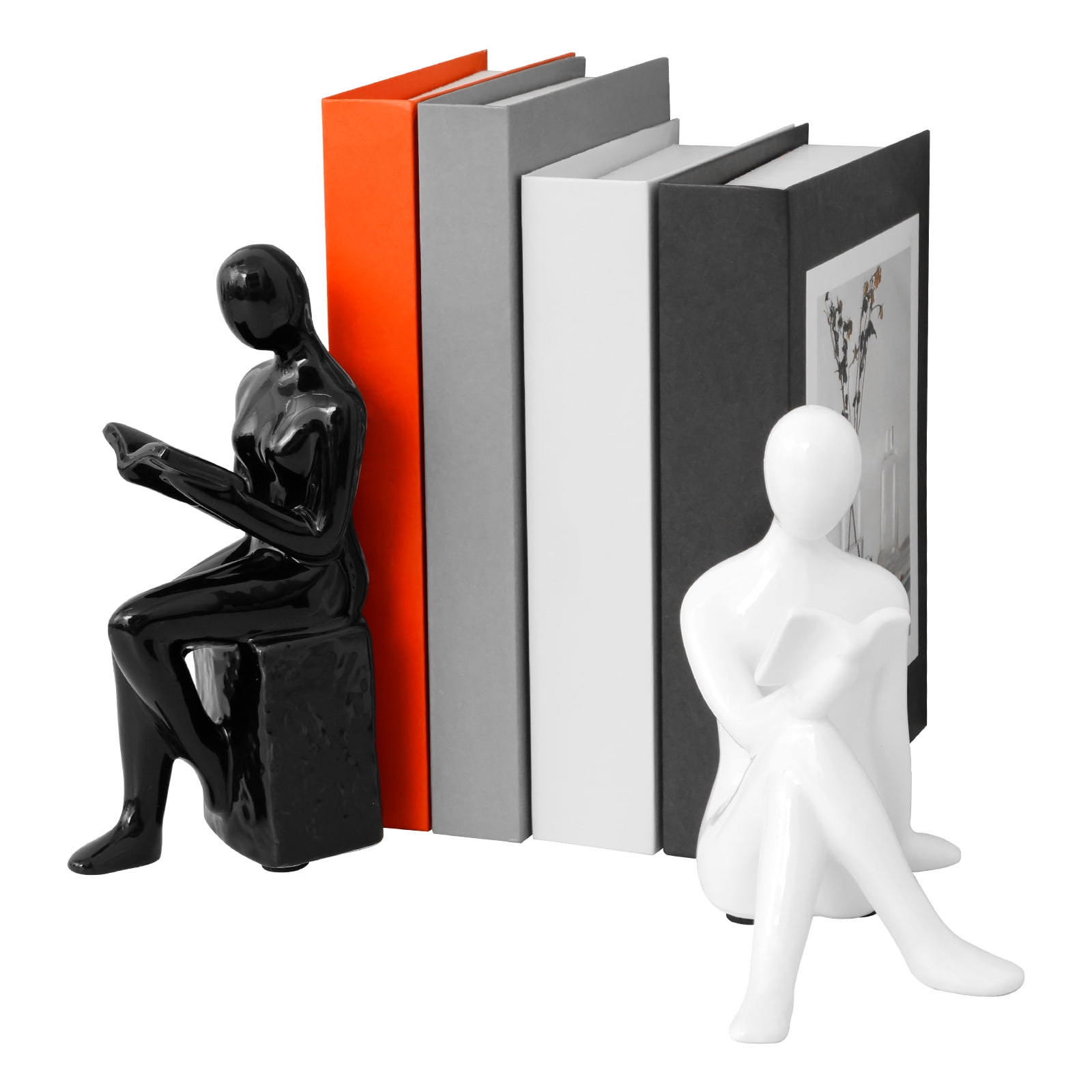 2Pcs Ceramic Decorative Bookend Add Ambiance Book Holder Statue Fixed ...