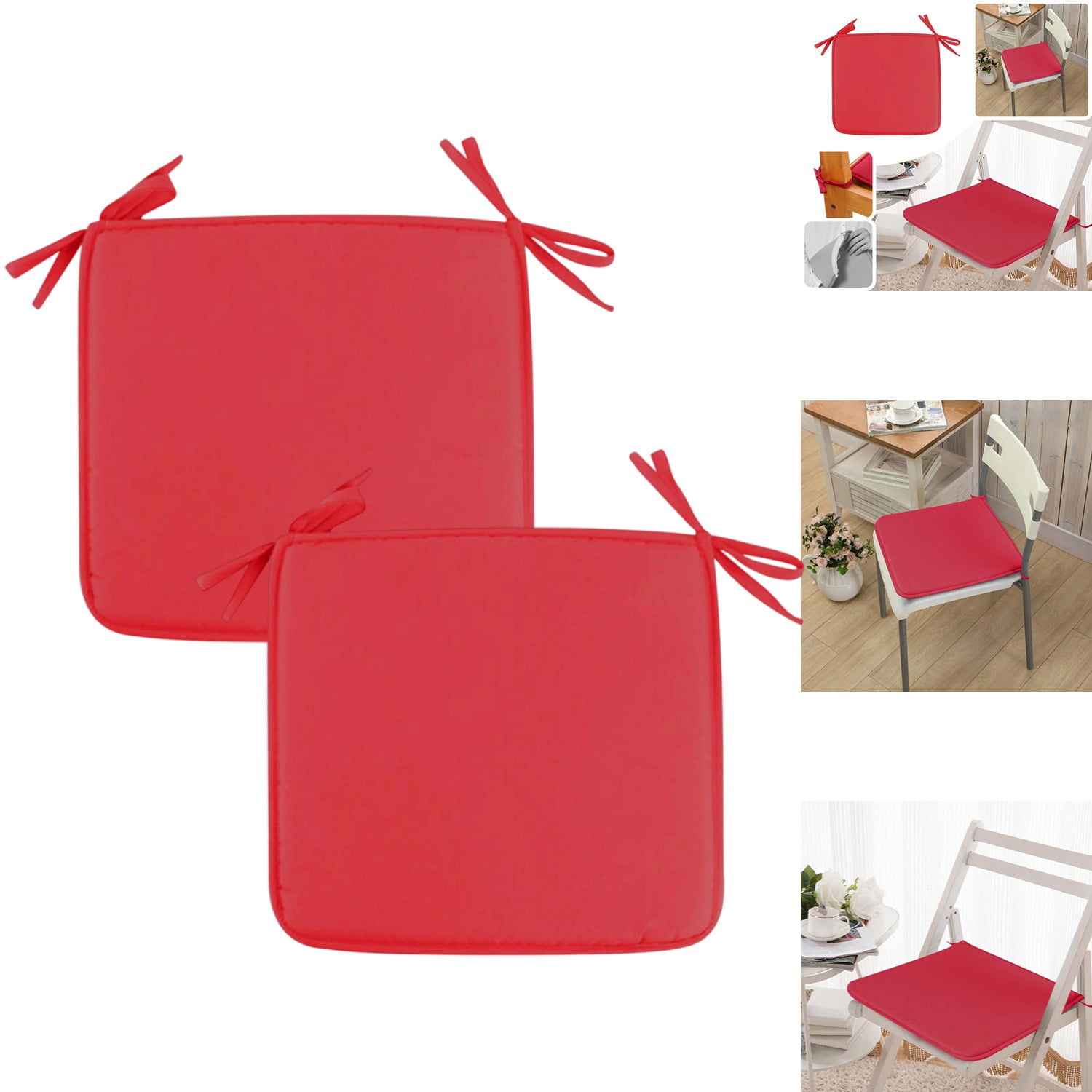 2Pcs Chair Pad Cushions Square Seat Cushion with Ties Soft Thicken ...