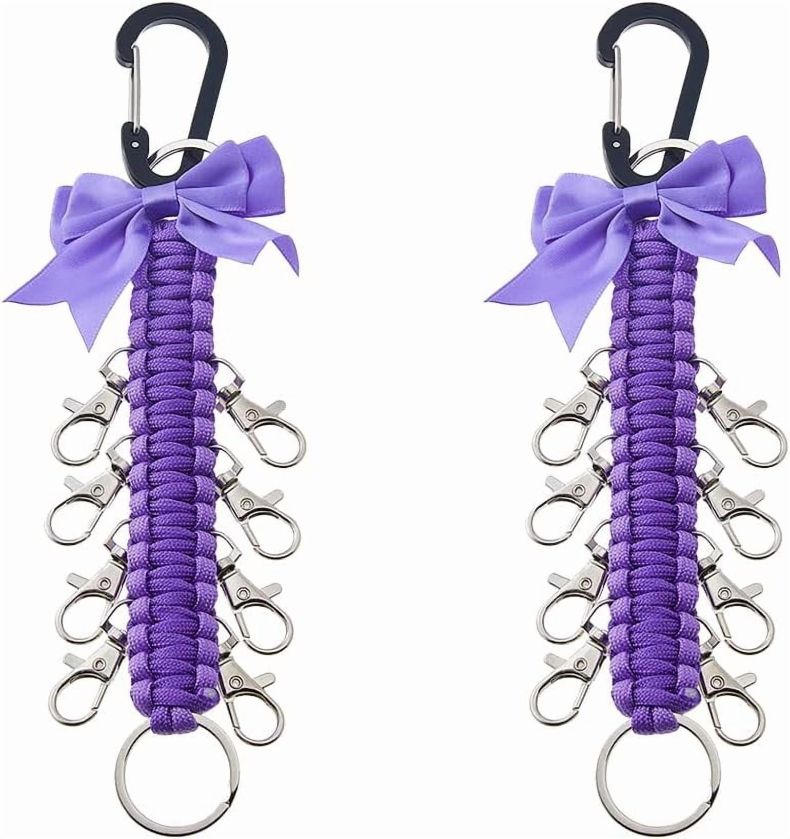2Pcs Cheer Bows Holder Handmade Carabiner Paracord Keychain Dance Team ...