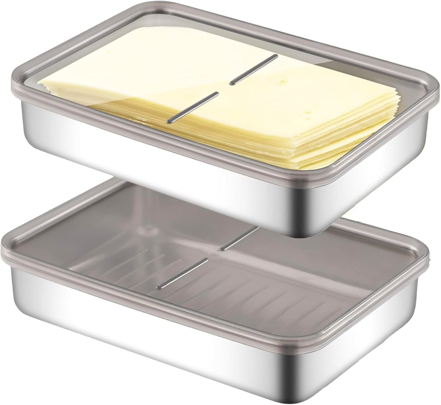 2Pcs Cheese Container, Meat Storage for Refrigerator, 27 FL OZ Food ...