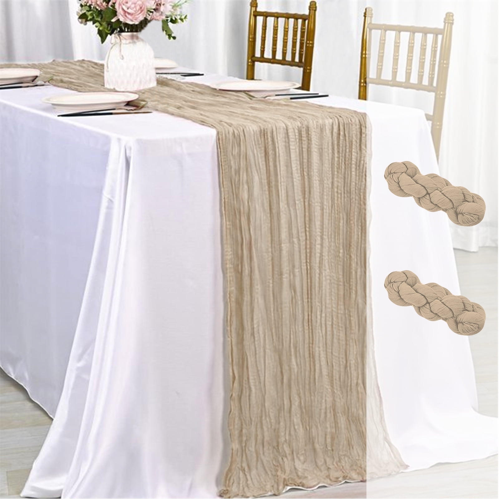 2Pcs Cheesecloth Table Runner 35 x 118 Inches Boho Gauze Table Runner ...