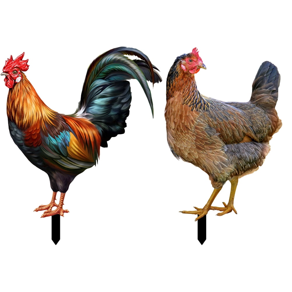 WEAVILUX Acrylic Chicken Stakes for Garden Decor, Assorted Colors ...