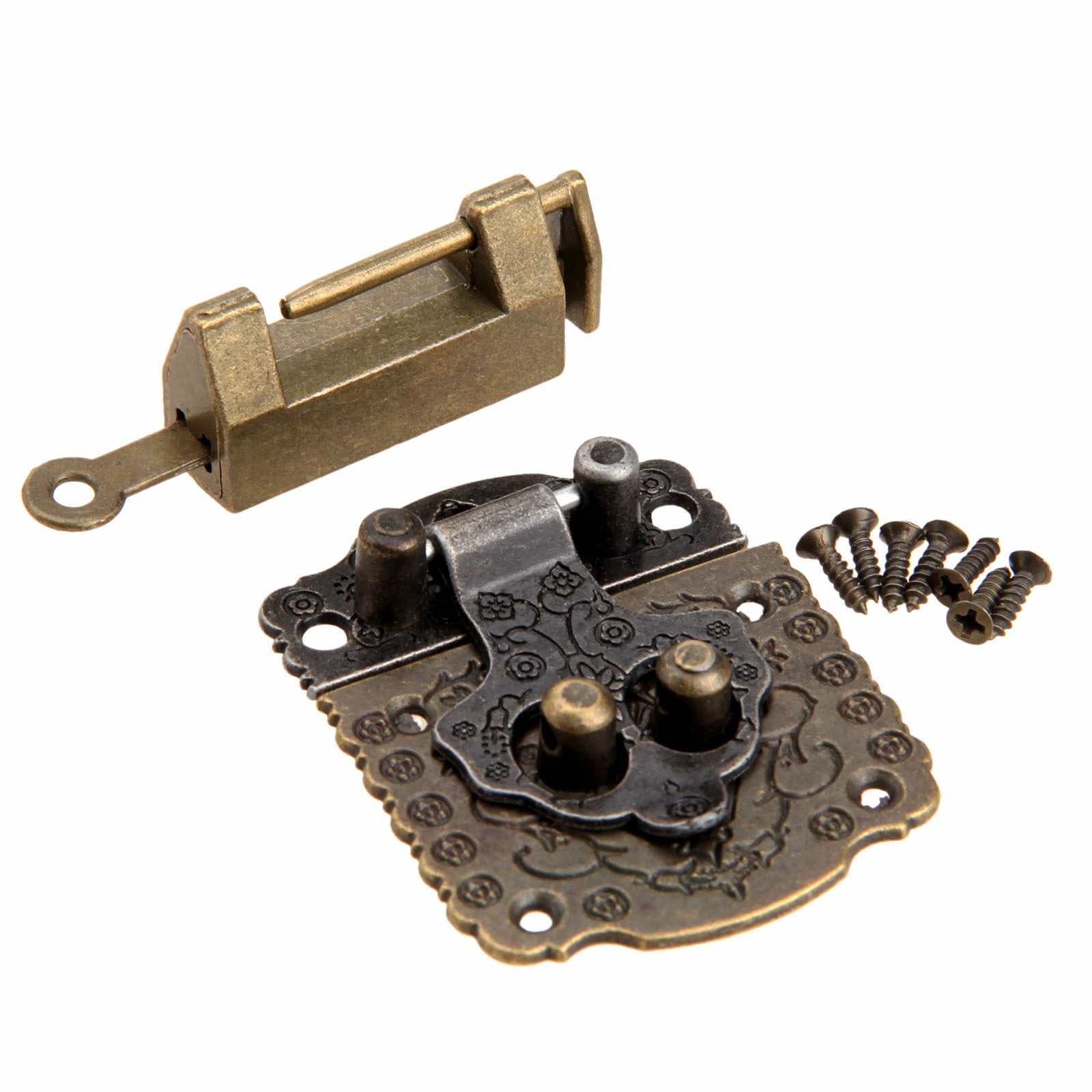 2Pcs Chinese Brass Hardware Vintage Bronze Wooden Box Cabinet Toggle ...