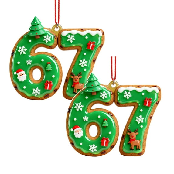 2Pcs Christmas Acrylic Number Hanging 8cm Festive Hanging With Santa ...