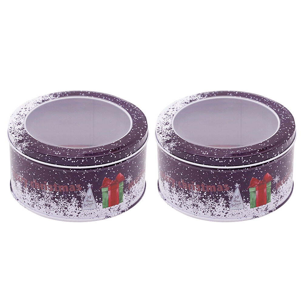 2Pcs Christmas Cookie Boxes Round Candy Boxes with Window Display ...