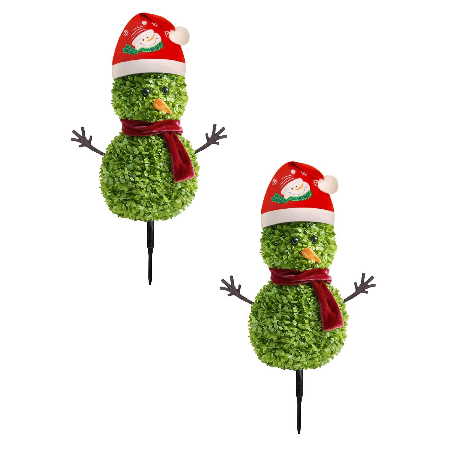 2Pcs Christmas Snowman Topiary 21.65" Artificial Snowman Shaped Topiary ...