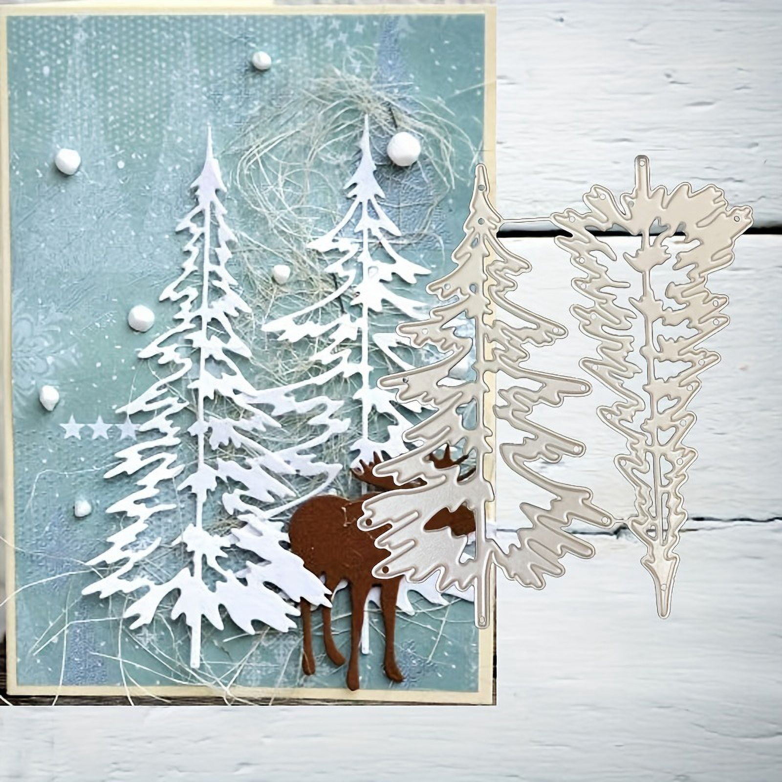2Pcs Christmas Tree Die Cuts for Card Making, Ouginx Christmas Pine ...