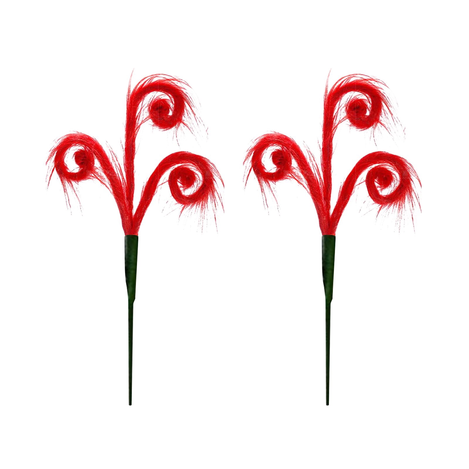 2Pcs Christmas Tree Picks Topper, 16 Inch Red Furry Curly Stems, Xmas ...