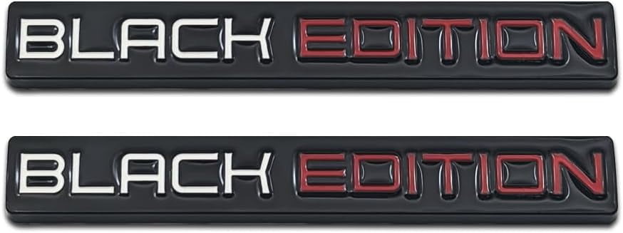 2Pcs Chrome 3D Metal Car Fender Black Edition Emblem Letter Logo Racing ...