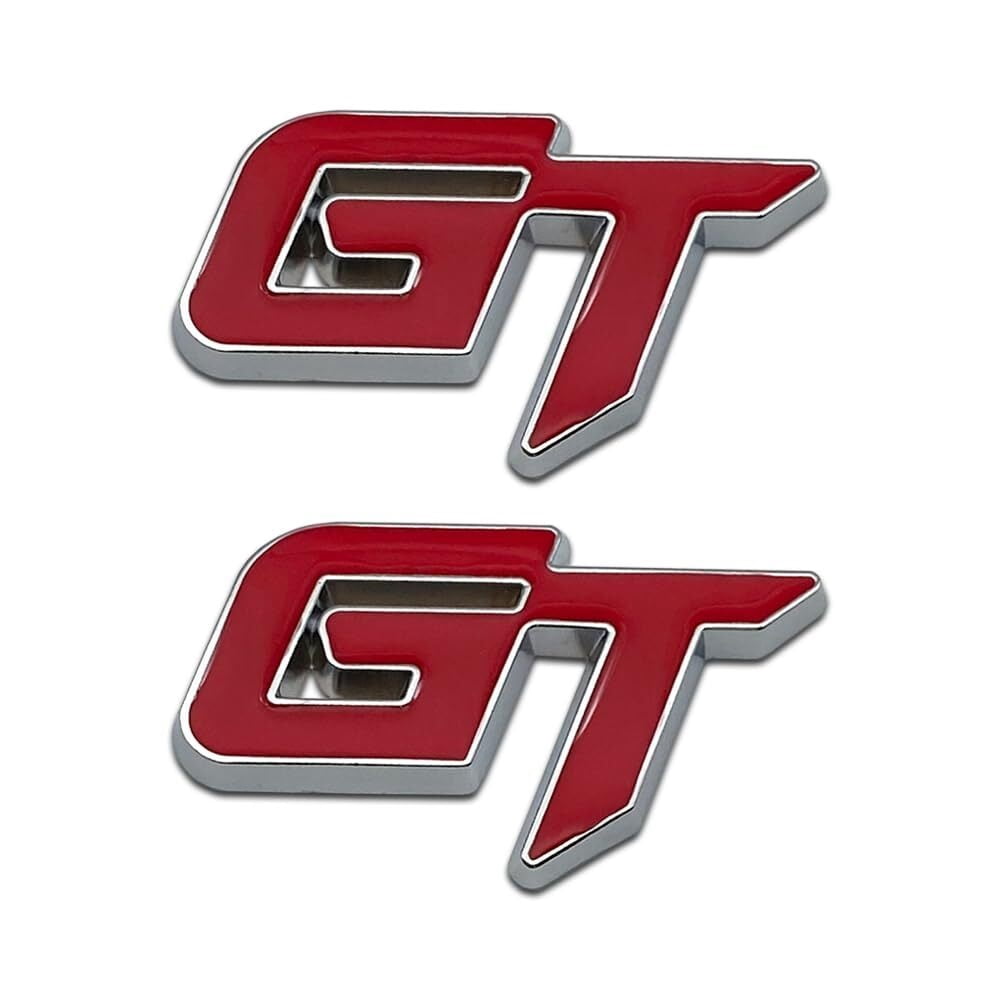 2Pcs Chrome 3D Metal Small GT Logo Door Fender Sport Emblem Car Lid ...