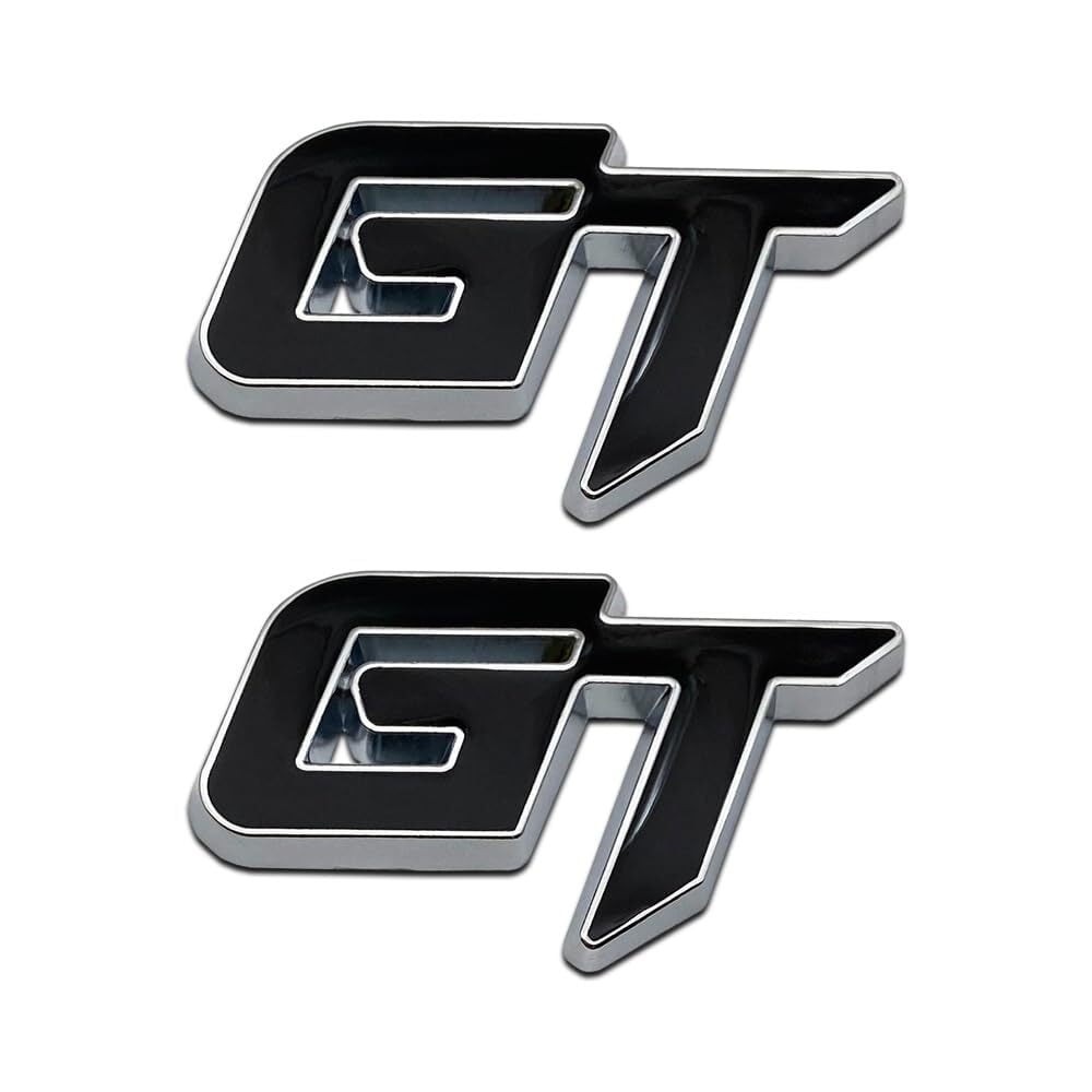 2Pcs Chrome 3D Metal Small GT Logo Door Fender Sport Emblem Car Lid ...