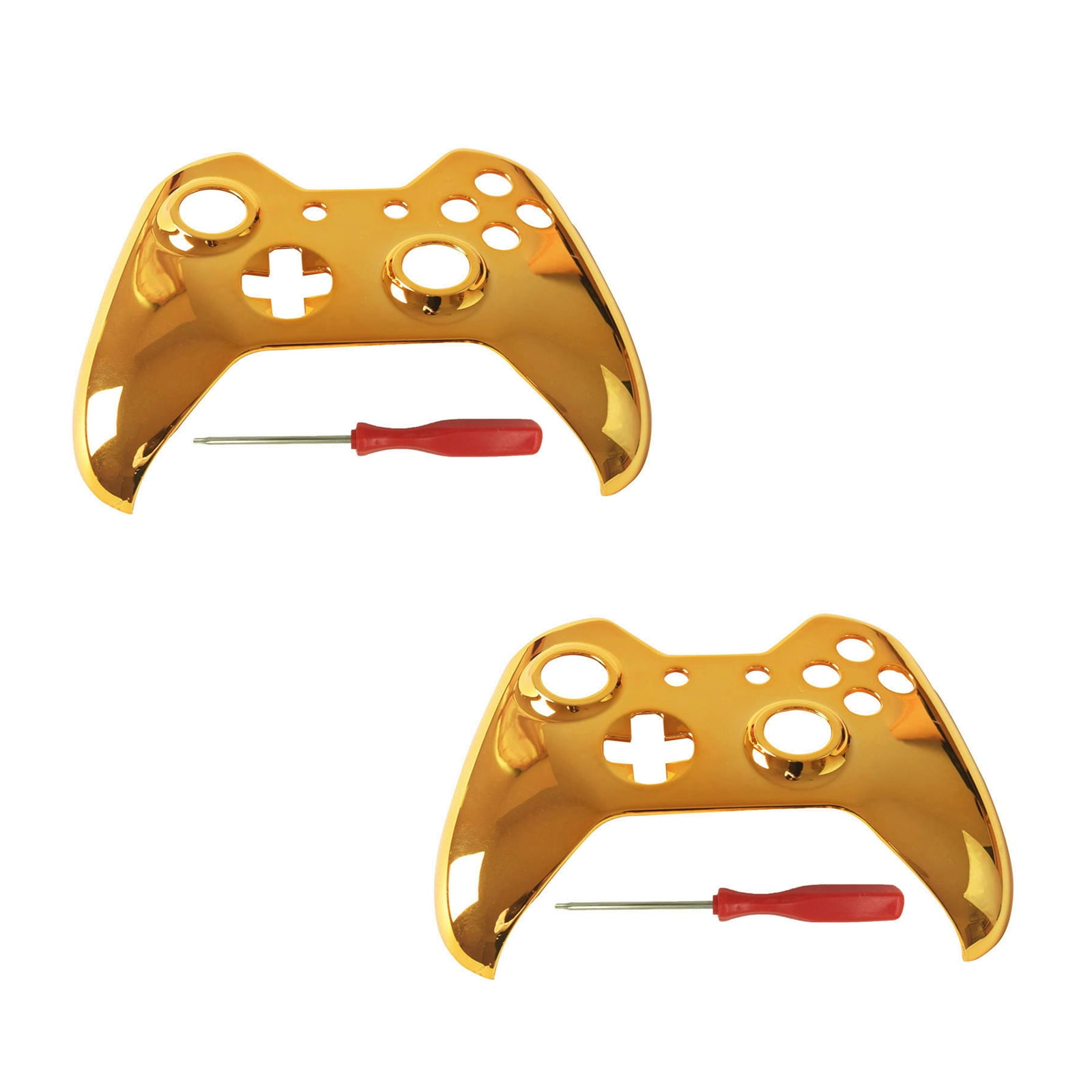 2Pcs Chrome Golden Replacement Housing Front Shell Case Cover for Xbox ...