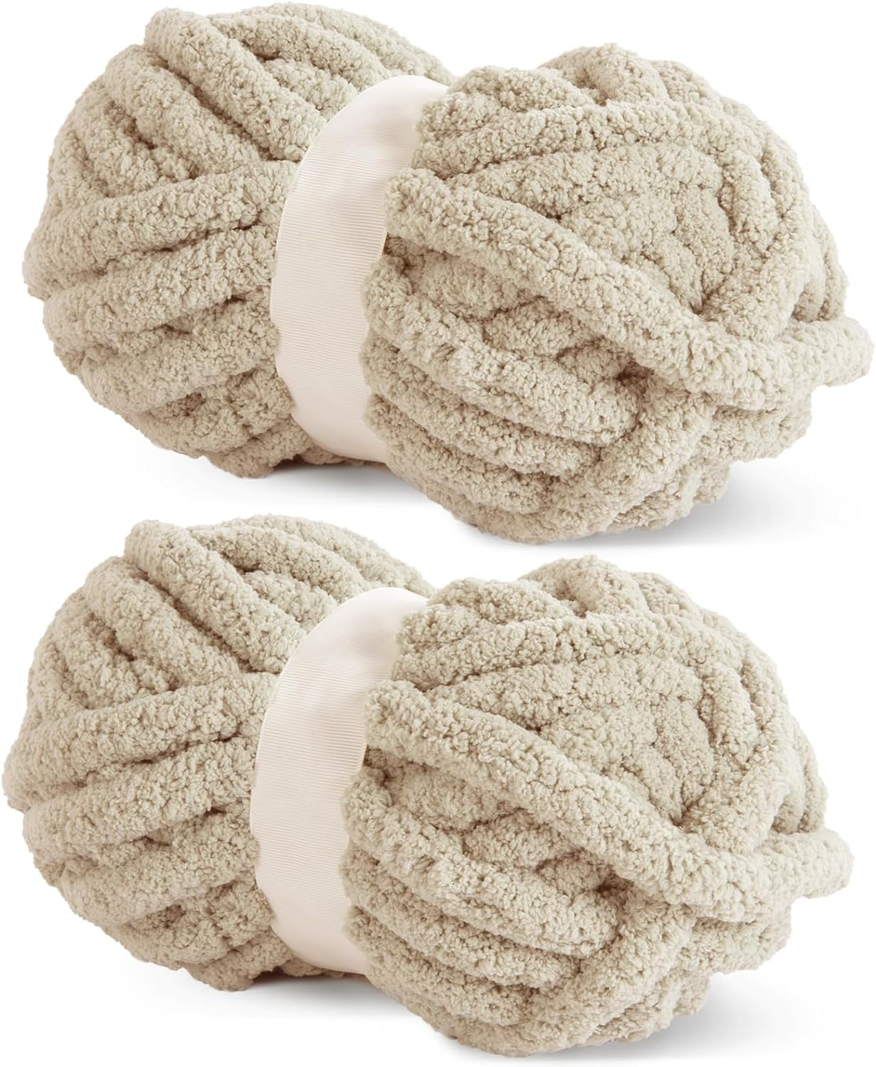 2Pcs Chunky Chenille Yarn for Crocheting, Bulky Thick Fluffy Yarn for ...