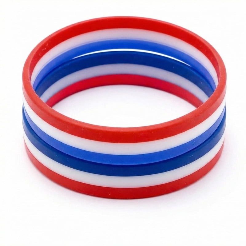 2Pcs Classic Striped Silicone Bracelet Retro National Flag Color ...