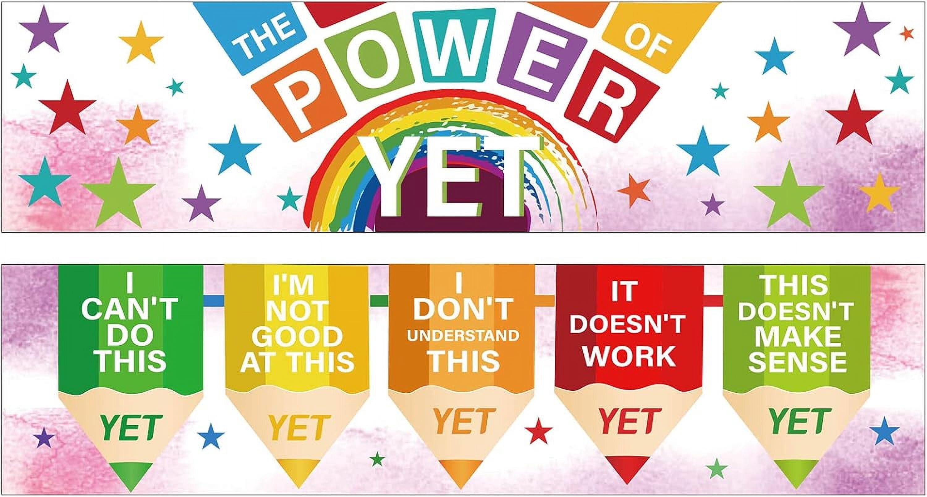 2Pcs Classroom Decoration Banner Posters Growth Mindset Bulletin Board ...