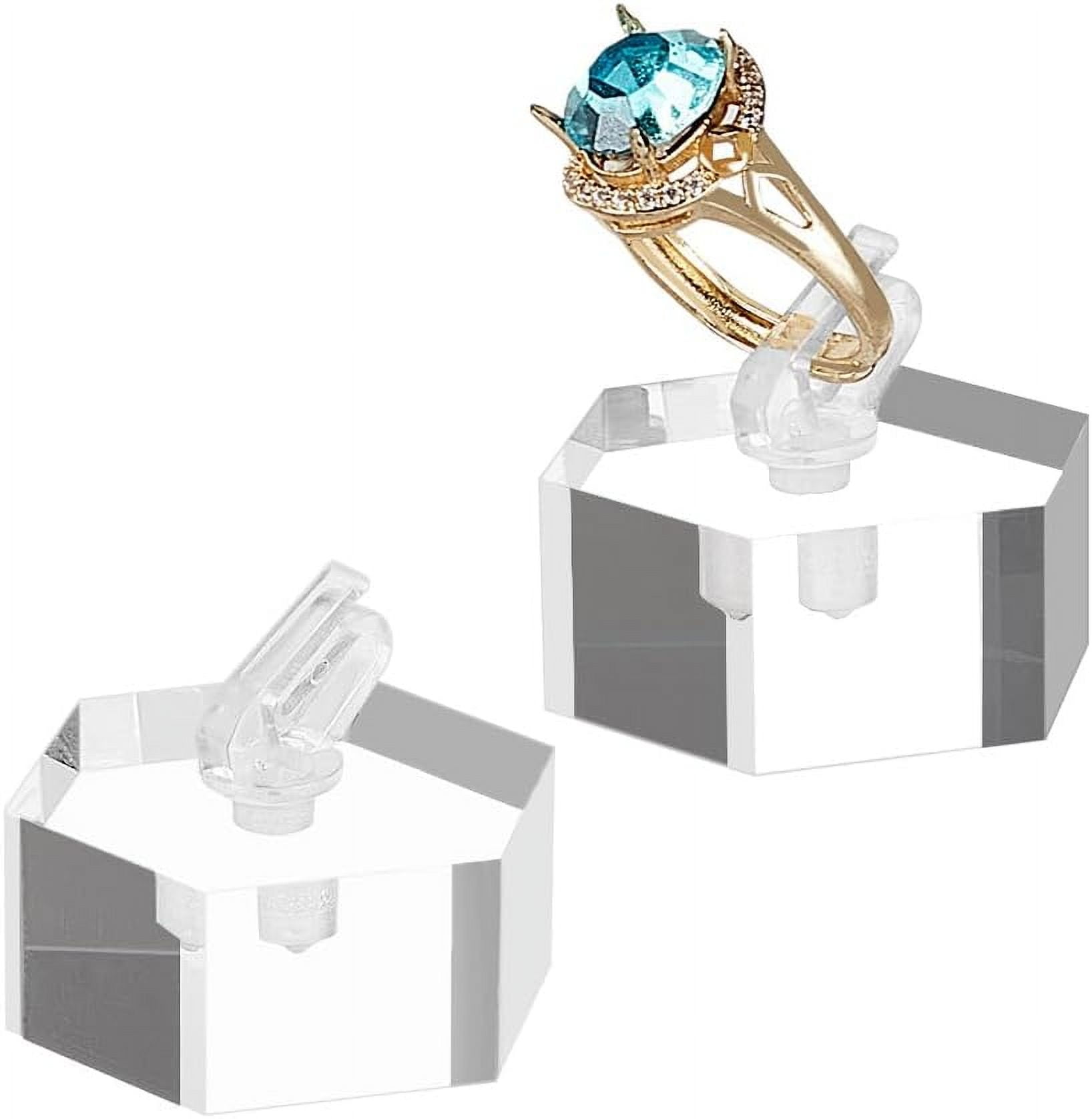 2Pcs Clear Acrylic Ring Display Stand Hexagon Ring Showcase Display ...