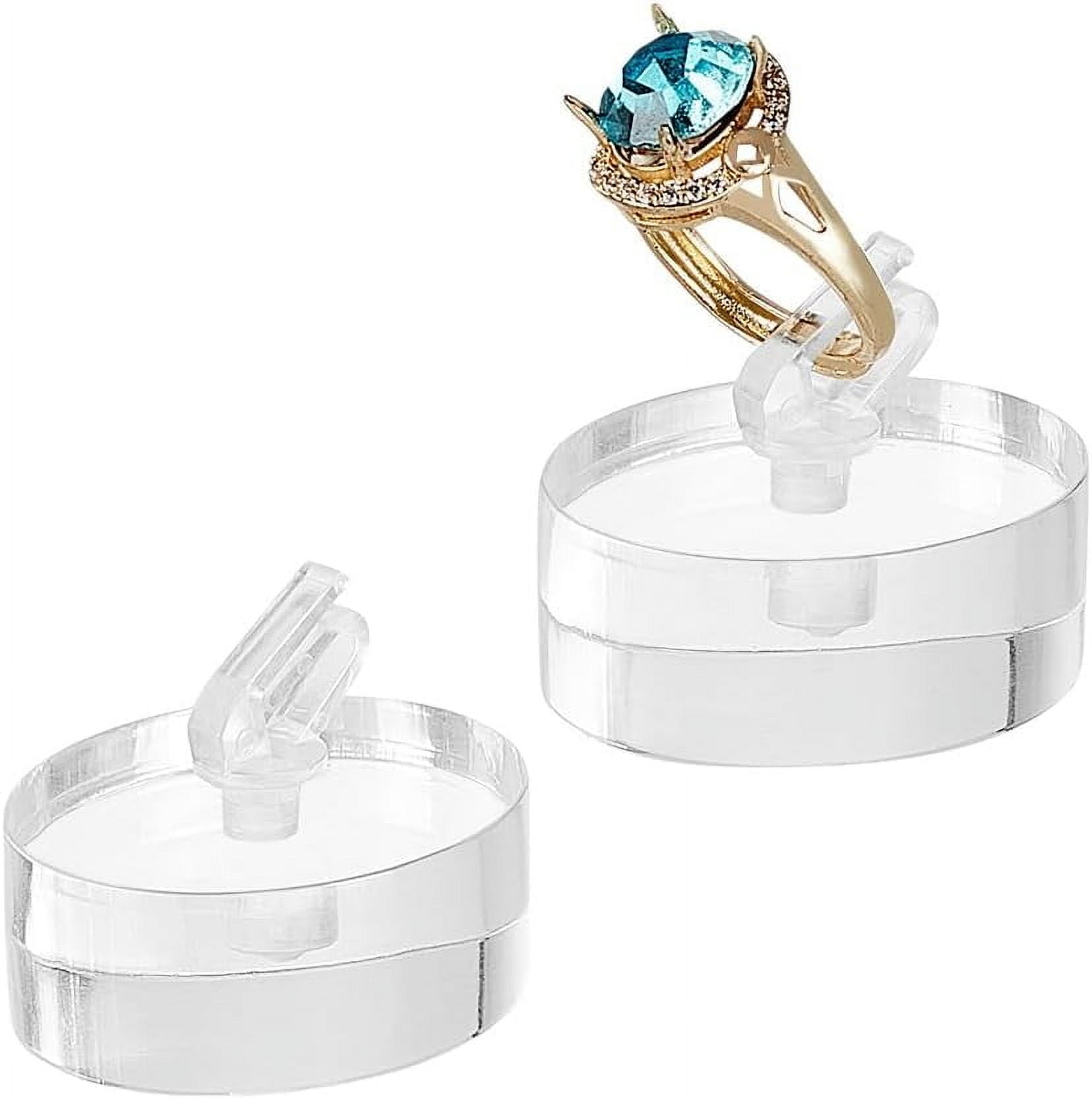 2Pcs Clear Acrylic Ring Holder Oval Ring Holder Blocks with Clip Ring ...