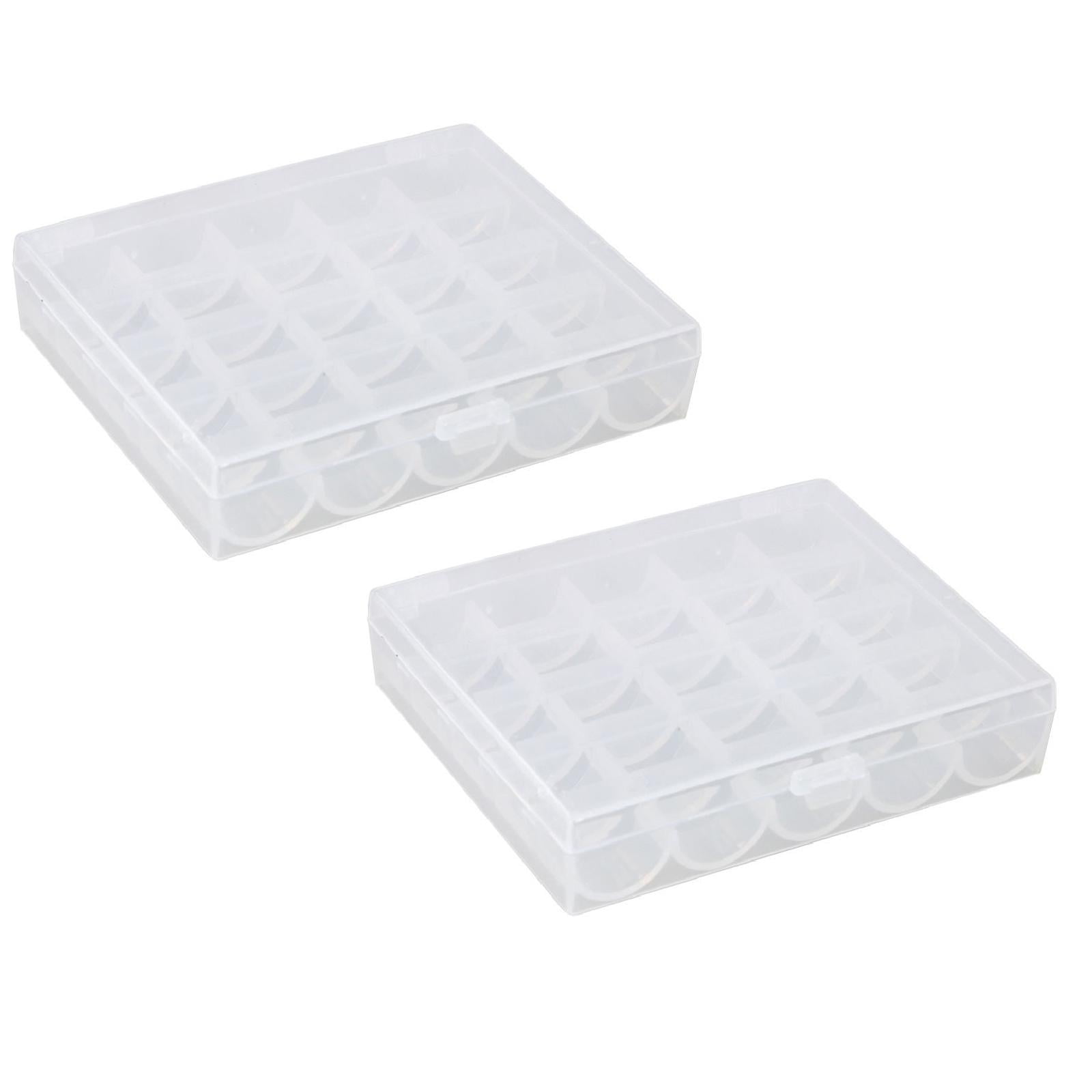 2Pcs Clear Bobbin Box, Bobbin Organizer Plastic Case, Transparent 25 ...