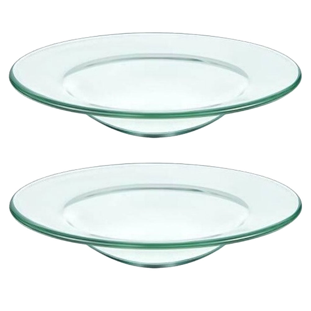 PLGEBR 2Pcs Clear Glass Oil Warmer Dishes, Round Wax Melting Plate ...
