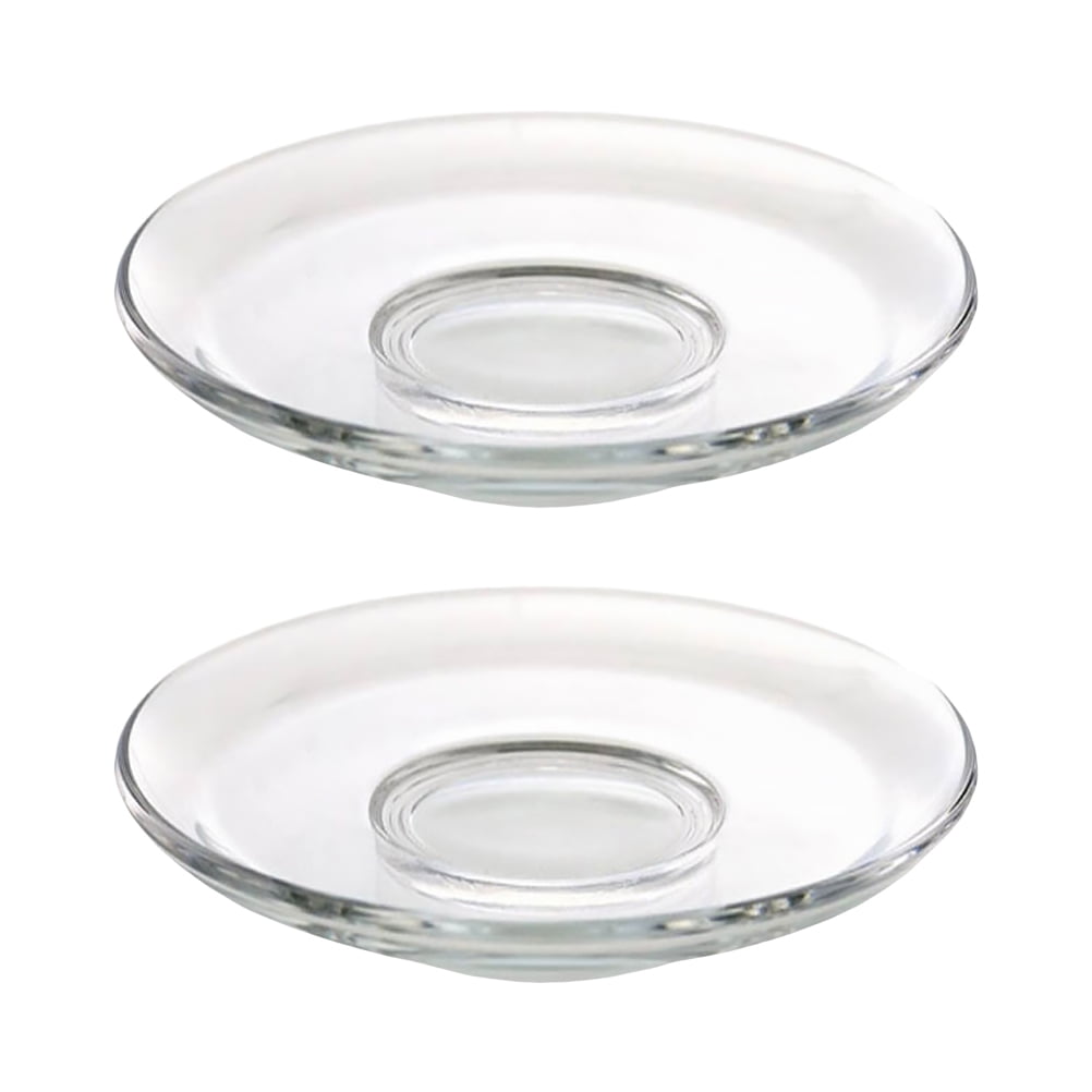 2Pcs Clear Glass Saucers Round Glass Plates Decorative Coffee Saucers ...
