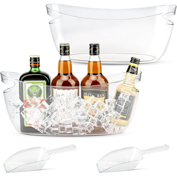 2Pcs Clear Ice Buckets for Parties, 5.5L Acrylic Champagne Bucket with ...