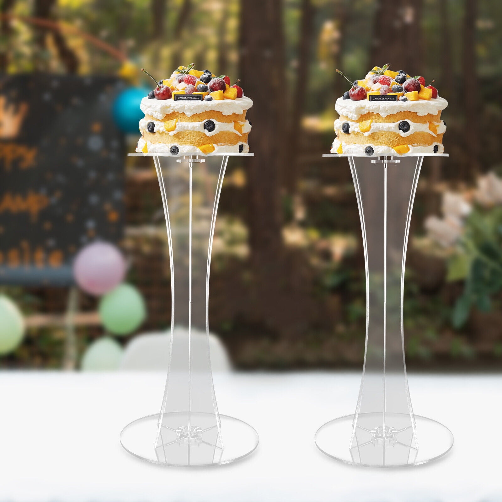 2Pcs Clear Pedestal Tall Vases Acrylic Cake Stand Party Birthday Decor ...