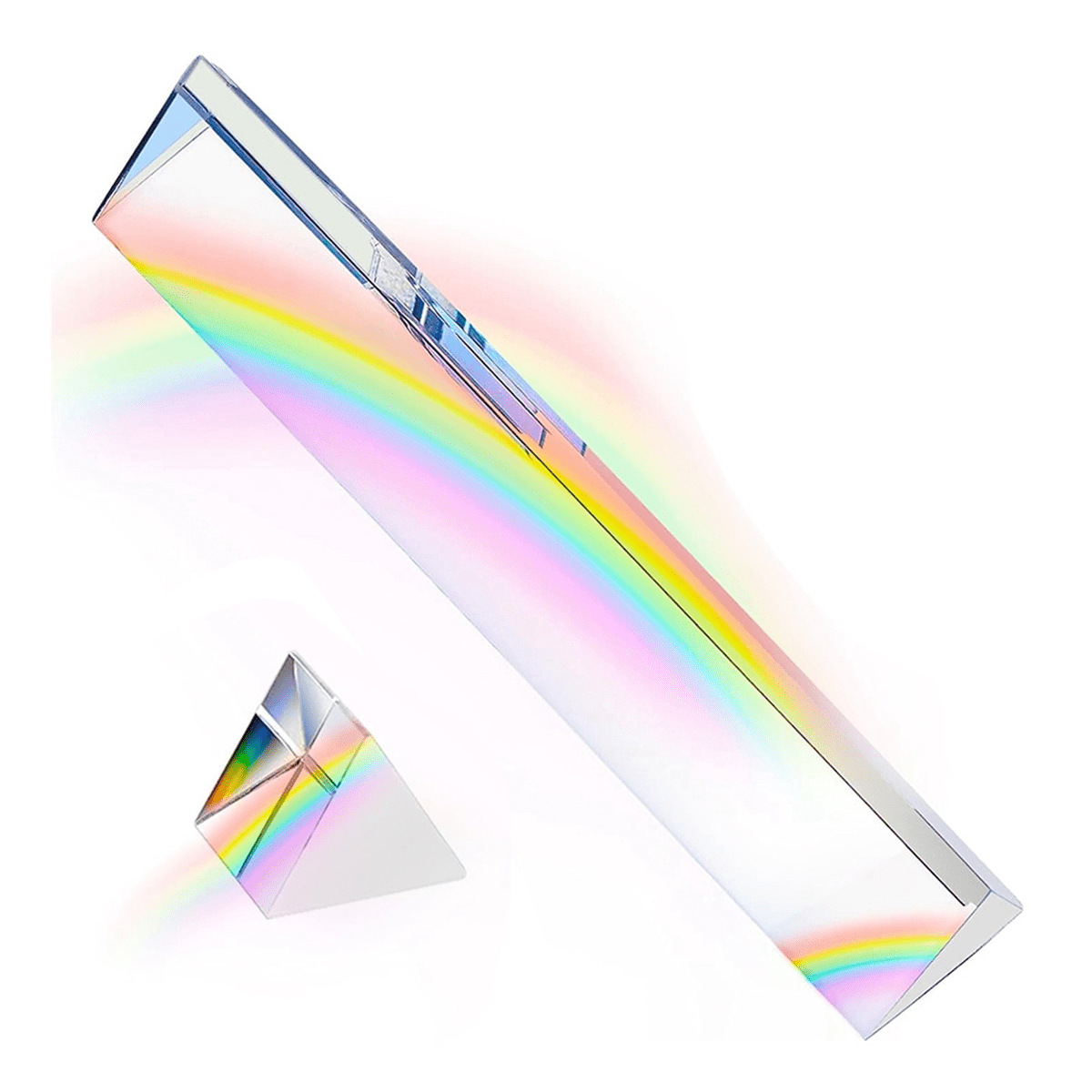 2Pcs Clear Triangular Prism,6&1In Lengths Optical Prisms for Teaching ...