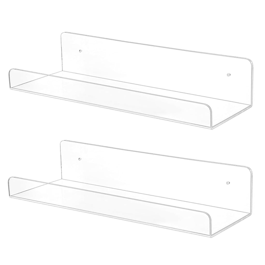 2Pcs Clear U Shape Display Shelf Bookshelf Wall Mounted Bathroom Shelf ...