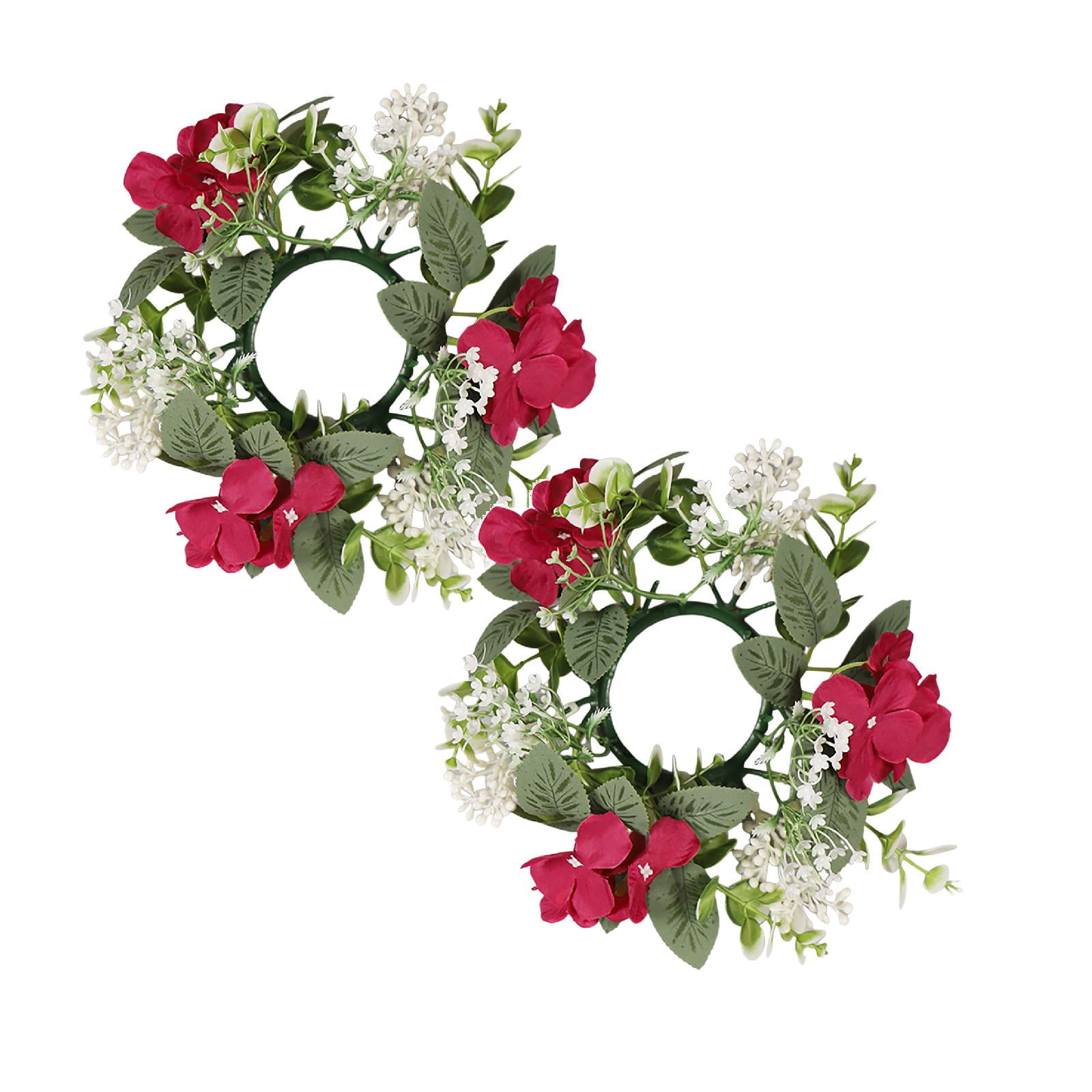 2Pcs Clearance Sale! Hydrangea Candle Rings Wreaths Floral Candle Ring ...