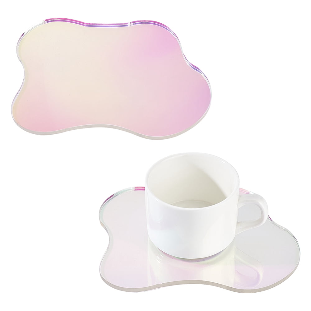 2Pcs Cloud Shaped Acrylic Coaster 5.1x6.4inch Clear Iridescent ...