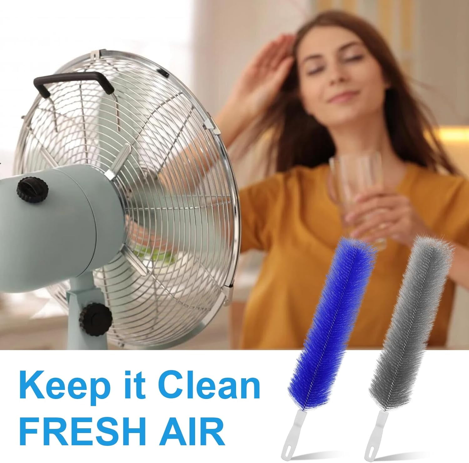 2Pcs Cobweb Duster, Plastic Bendable Fan Cleaner Brush, Microfiber Head ...