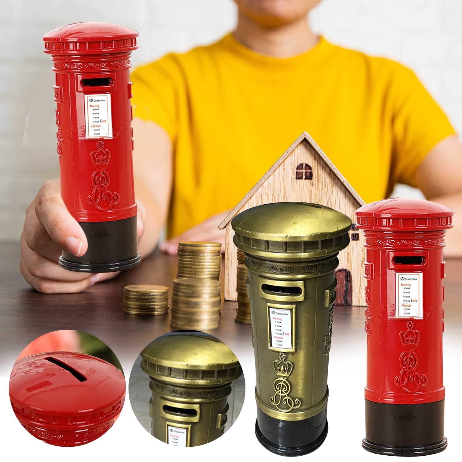 2Pcs Coin Bank, Yannianjz Creative Metal Postbox Coin Bank, Decorative ...