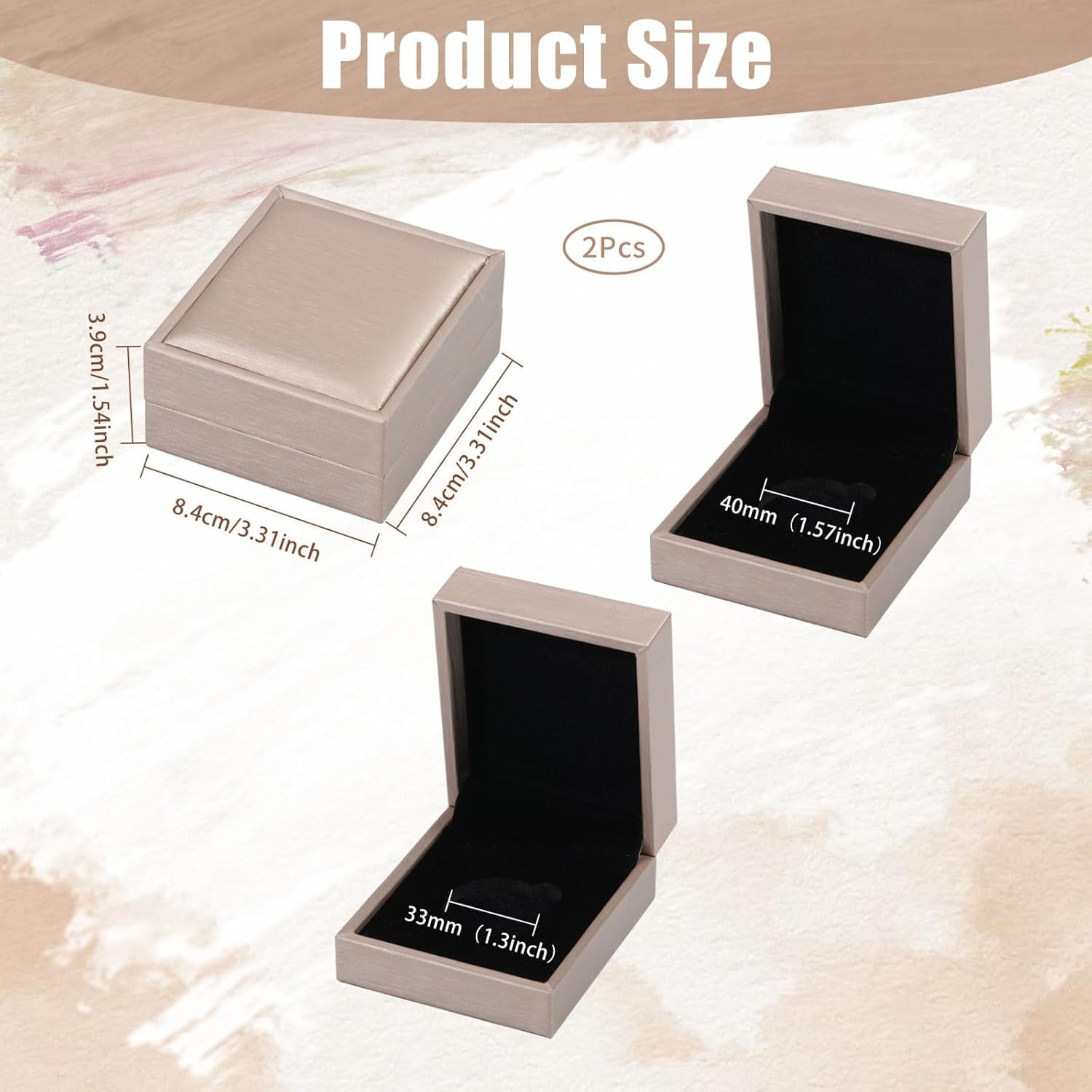 2Pcs Coin Display Case PU Champagne Gold Velvet Display Coin Box 40mm ...