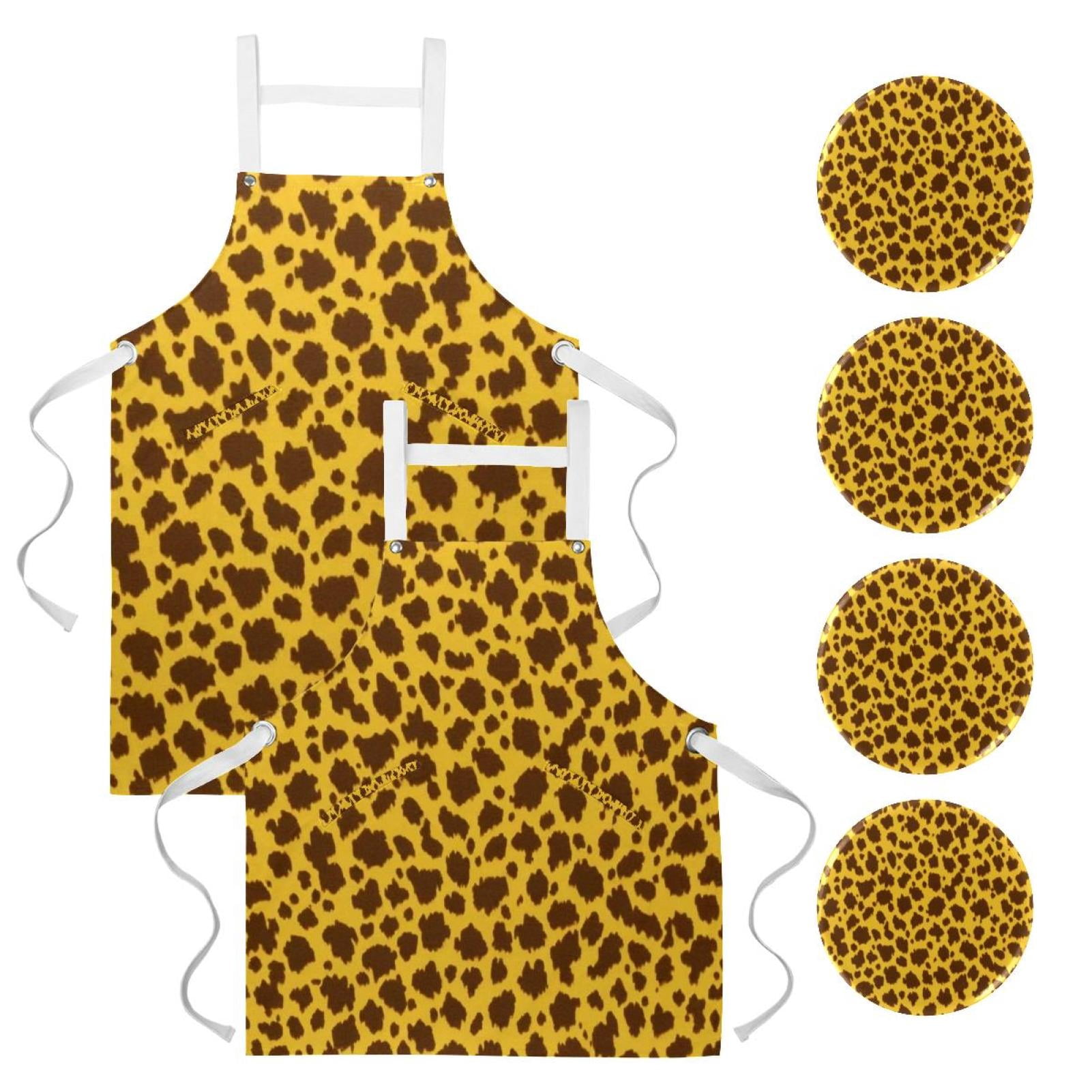 2Pcs Colored Leopard Print Versatile Aprons Set - Kitchen, Baking ...