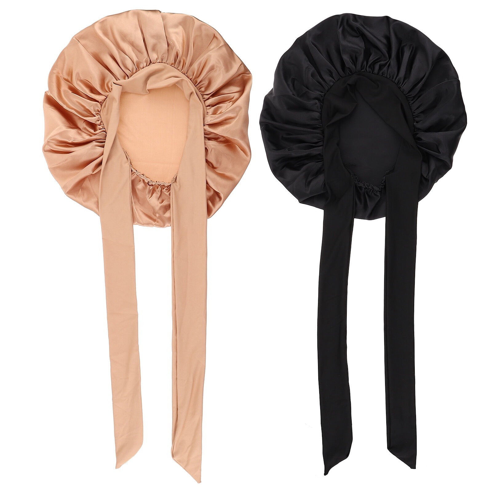 2Pcs Comfortable Satin Household Hair Care Bonnet Satin Sleep Shower ...