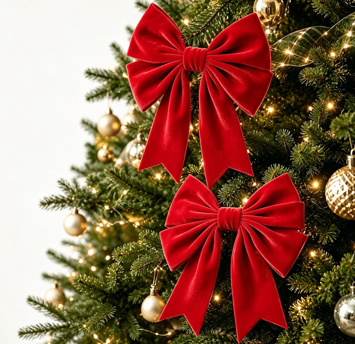 2Pcs Compact 9.84‑Inch Red Velvet Christmas Bow, Hanging Decor Bow with ...