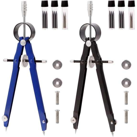 2Pcs Compass for Geometry, Professional Drawing Compass,Metal Compass ...