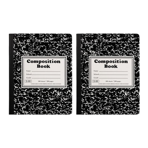 2Pcs Composition Notebook, Wide Ruled Composition Books, Marble ...