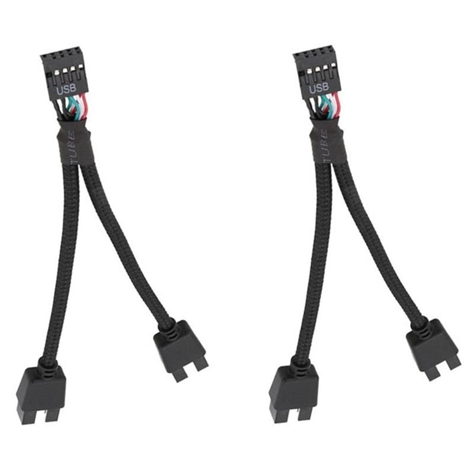 2Pcs Computer Motherboard USB 2.0 9 Pin to Dual Extension Cable Y ...
