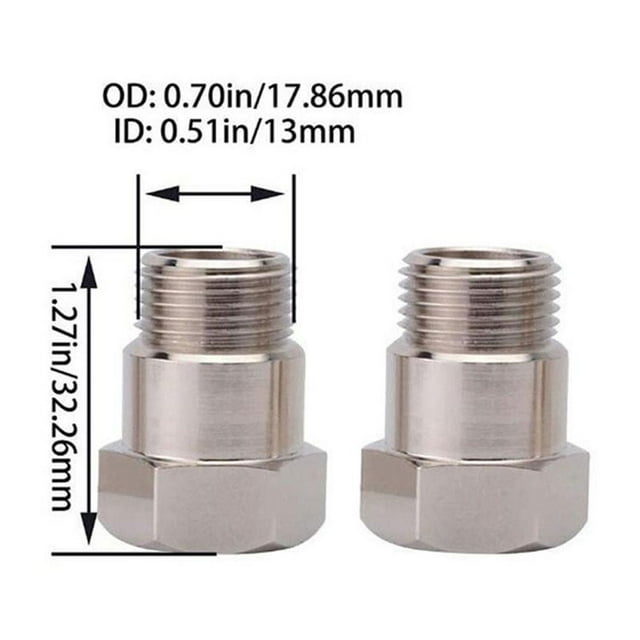 2Pcs Car Exhaust Fitting Connector, M18x1.5 Thread Adapter, Stainless ...